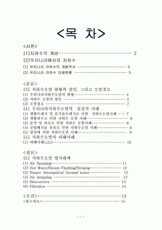 지하수 오염 - 지하수의 개념, 오염 현황과 원인, 오염경로, 오염 방지대책