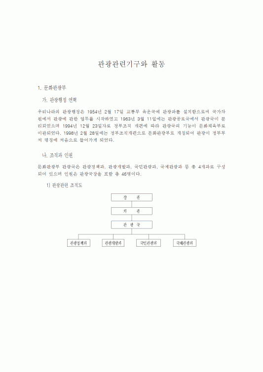 관광관련기구와 활동에 대해서