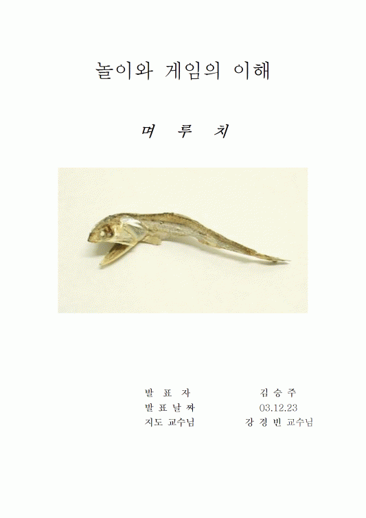 놀이 게임 레포트 자료