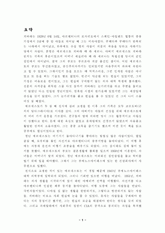 체 게바라 평전 ( 요약, 감상문)