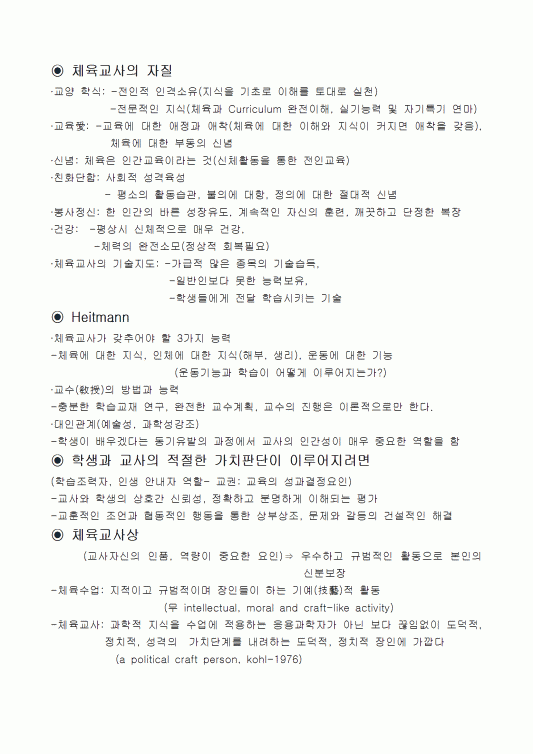 체육교사의 자질