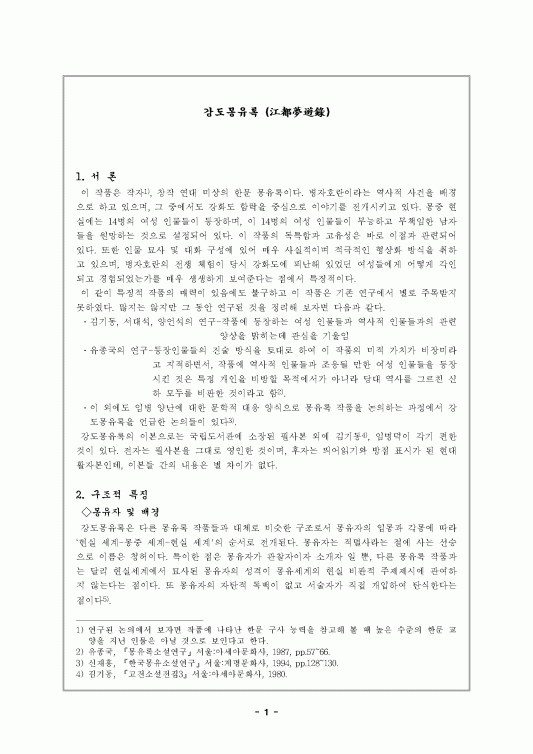 강도몽유록 레포트 자료