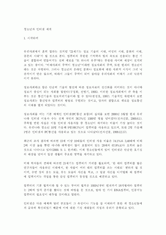 청소년과 인터넷 세계