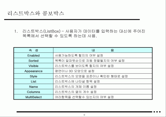 비주얼 베이직 리스트콤보박스 만들기