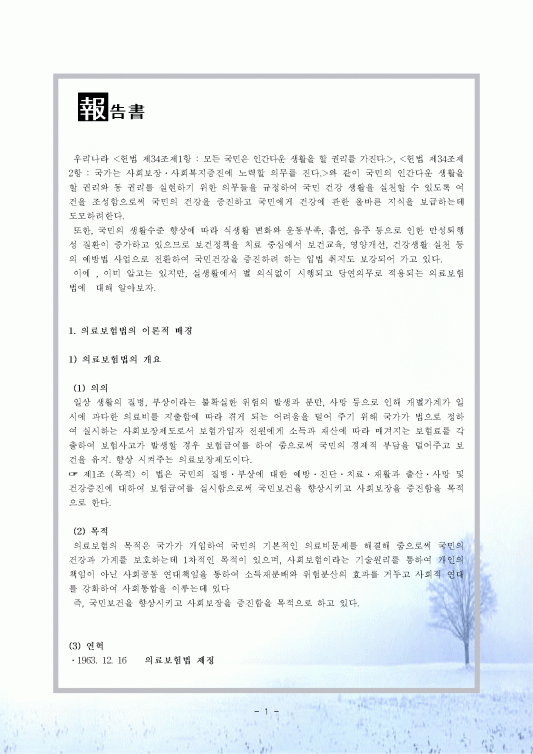 <의료보험법>에 관한 종합적 보고서