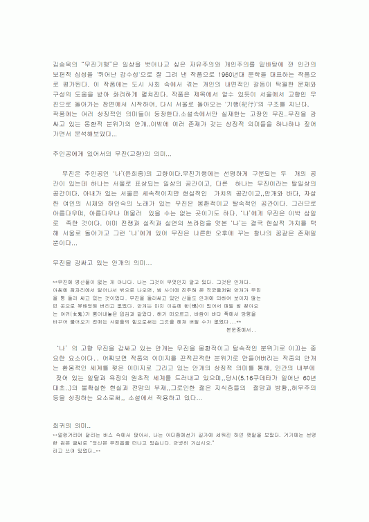 무진기행을 읽고