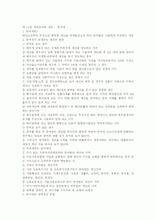 생활과 세무     제 14장 재산증여와 세금 - 증여세