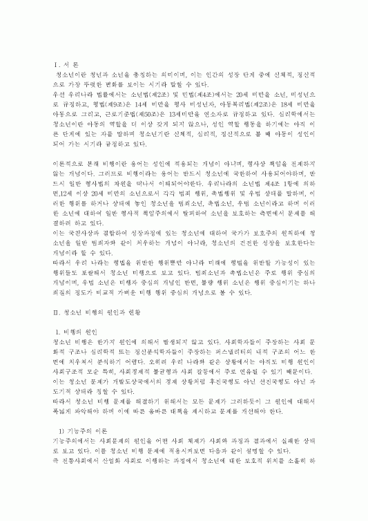 청소년 비행원인과 대책방안