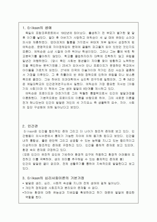 심리사회적발달이론 : Erikson