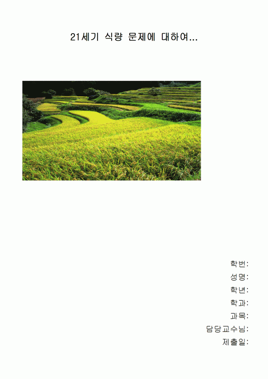 21세기 식량 문제에 대하여