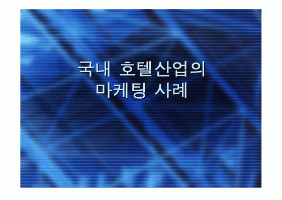국내 호텔산업의 마케팅 발표자료