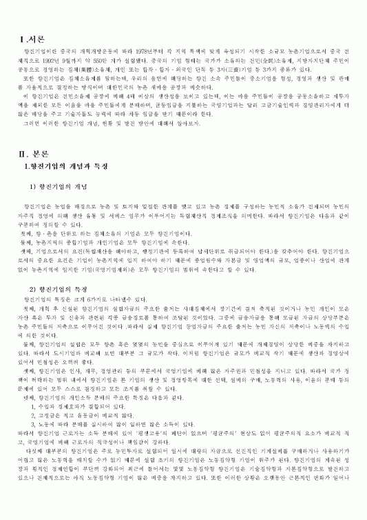 중국의 향진 기업
