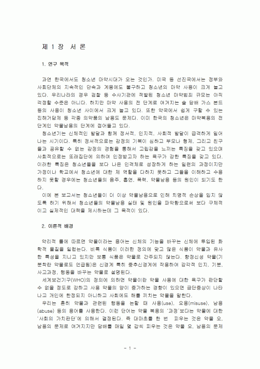 청소년 약물 오남용
