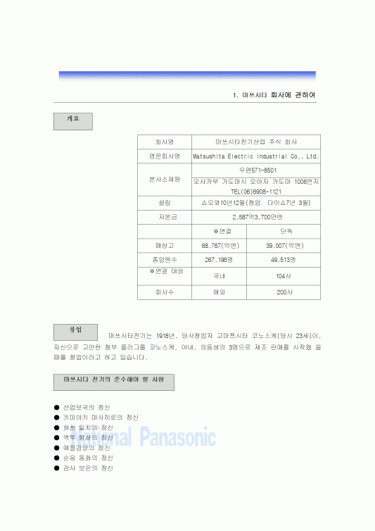 마쓰시다의 인사제도