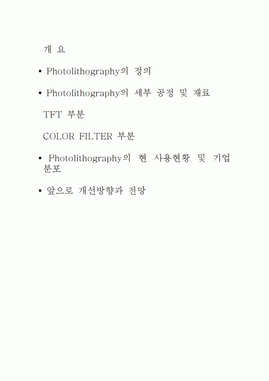 포토리소그래피 공정 및 재료