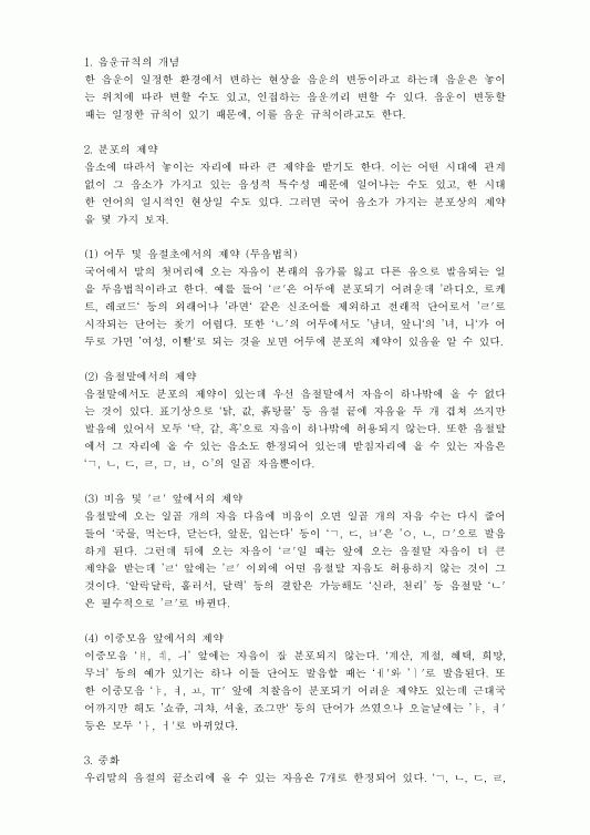 국어음운 규칙에 관하여..