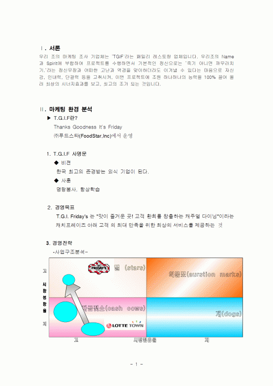 마케팅원론- ‘TGIF 패밀리 레스토랑 마케팅분석