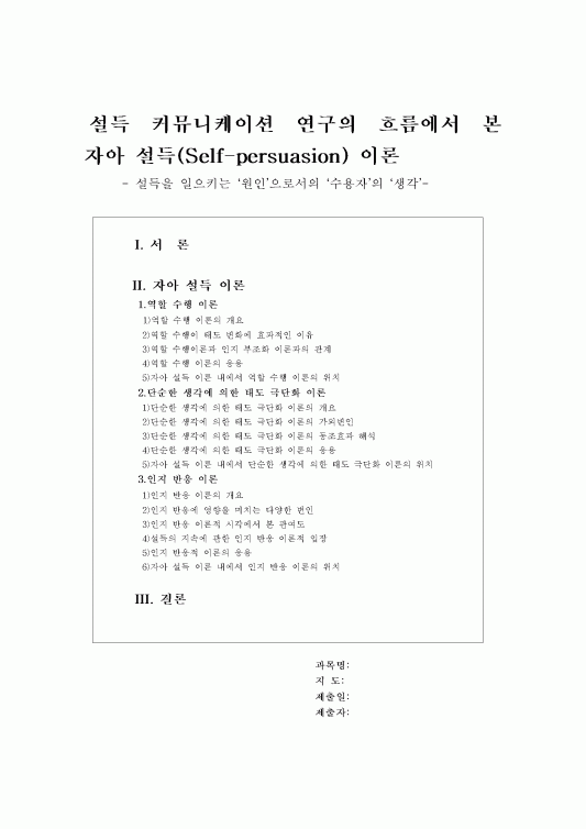설득 커뮤니케이션 연구의 흐름에서 본 자아 설득(Self-persuasion) 이론
