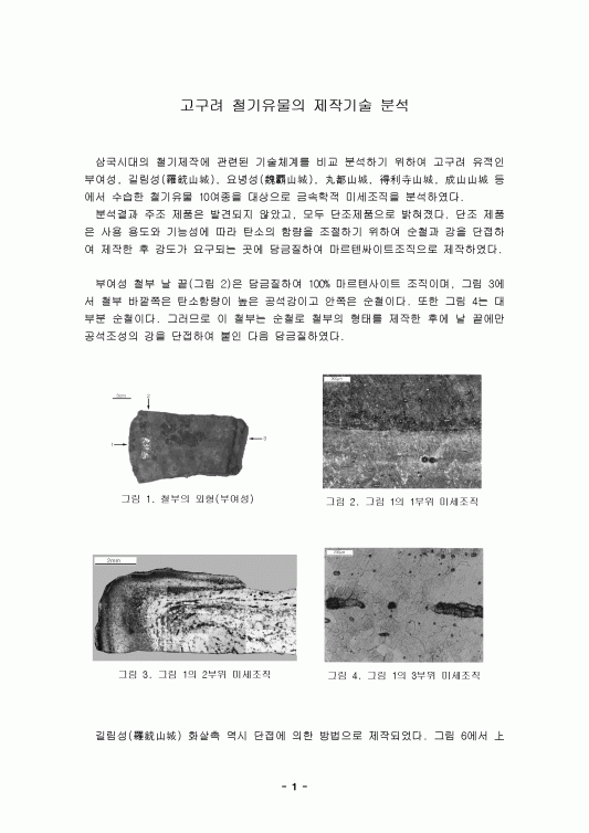 고구려 철기유물의 제작기술 분석