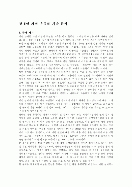 장애인 차별 유형화 개발 분석
