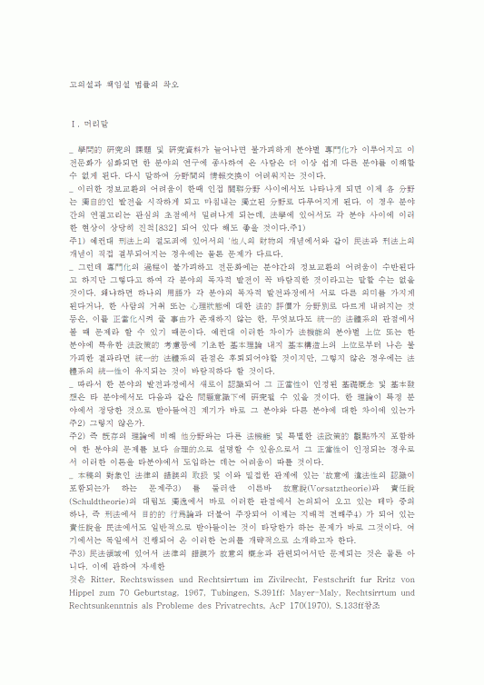 고의설과 책임설 법률의 착오