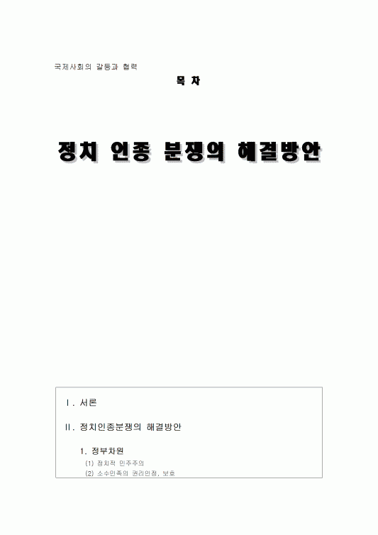 [사회과학] 정치 인종 분쟁의 해결방안