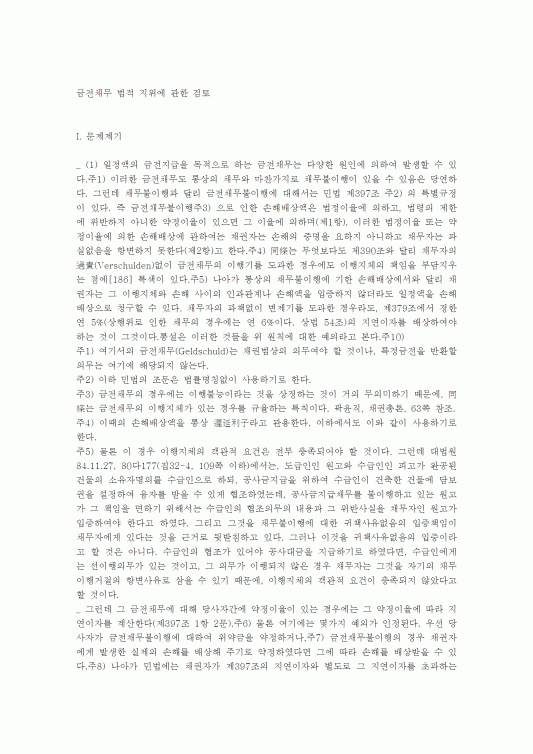 금전채무 법적 지위에 관한 검토