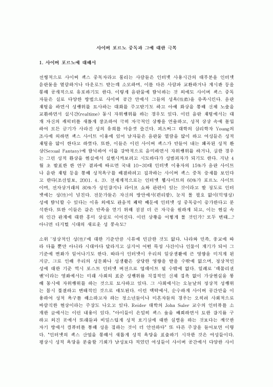 사이버 포르노 중독과 대책