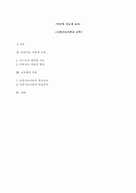 교육학 가드너의 다중지능이론