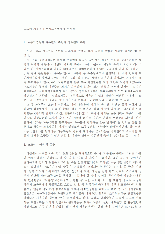 노조의 자율성과 현행노동법제의 문제점