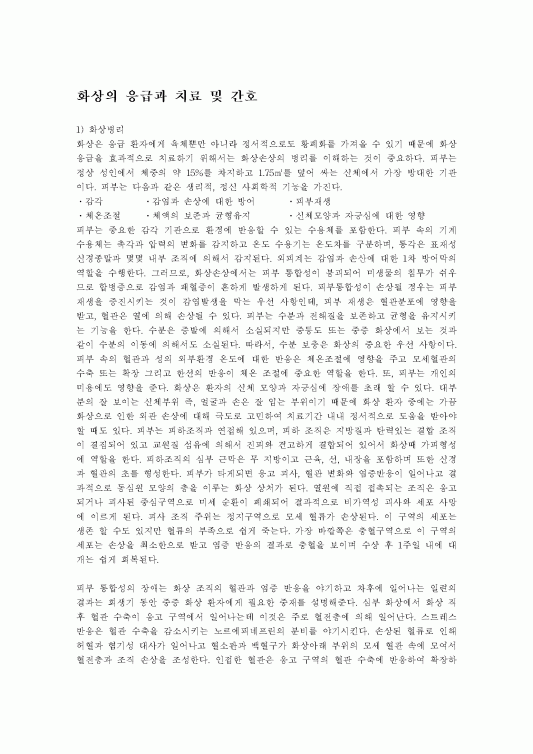 화상의 응급과 치료 및 간호