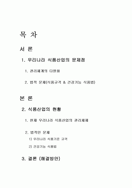식품산업의 문제점과 해결방안