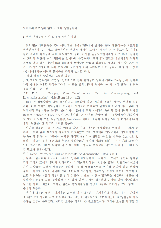 법체계의 정합성과 법적 논증의 정합성원칙