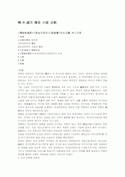 한 중 일 전기소설비교