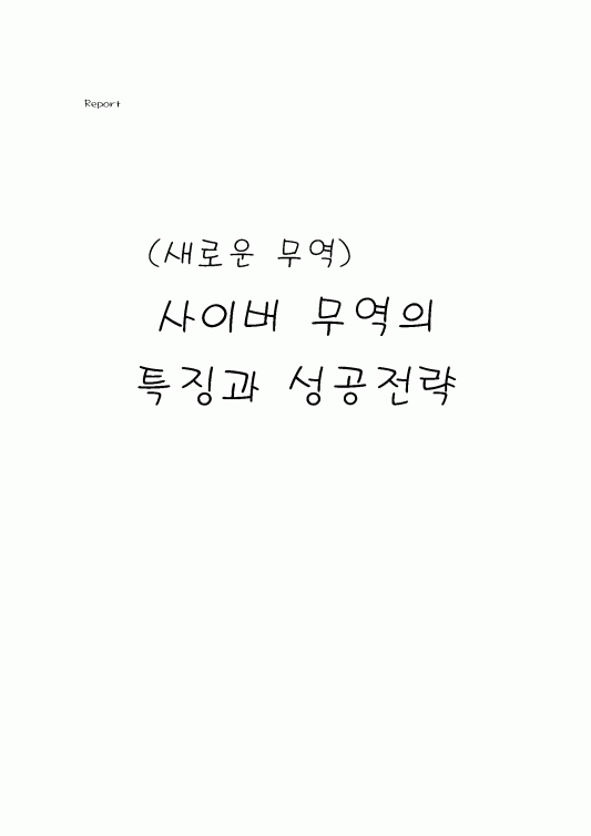 사이버 무역의 특징과 성공전략