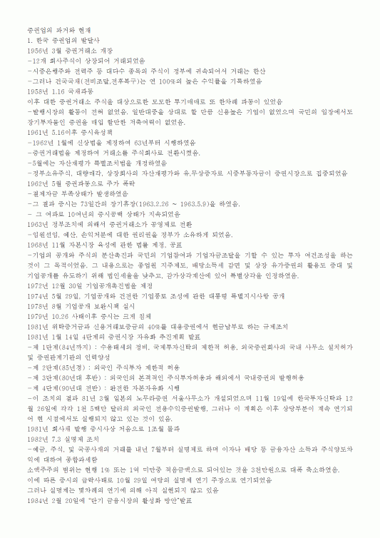증권사의 과거와 현재(코스닥 주식시장의 발달과정 및 현황 요약)