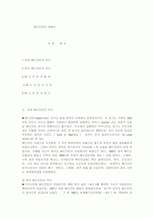 배드민턴의 대해서