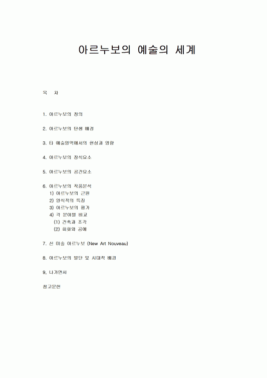 아르누보의 예술의 세계