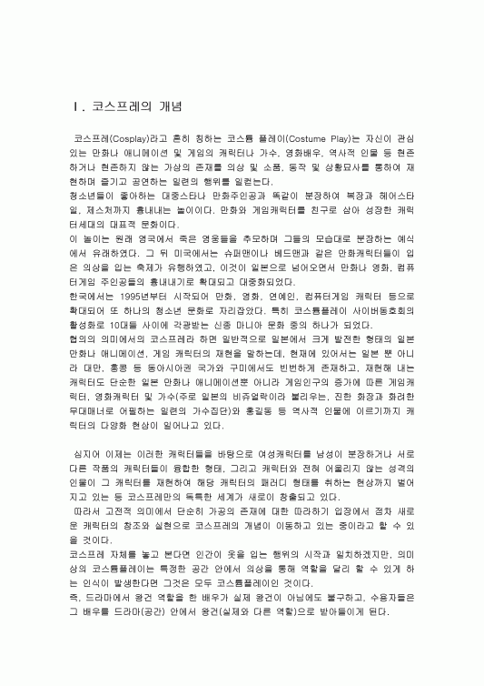 코스프레 레포트 자료