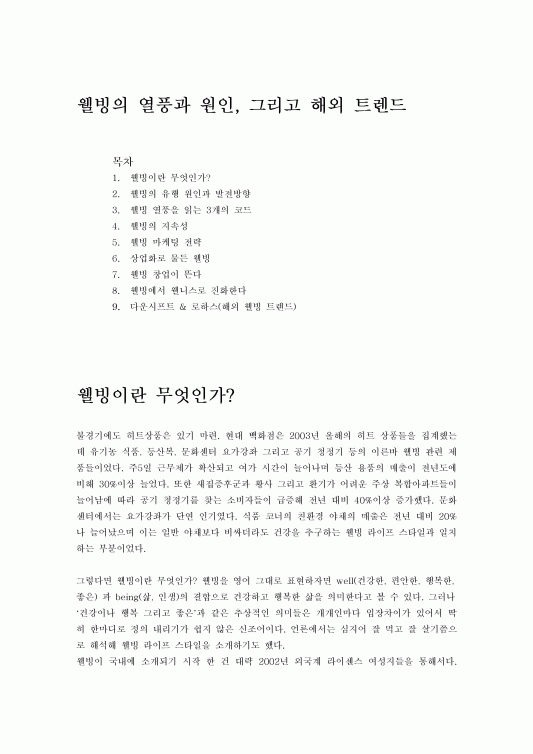 웰빙의 열풍과 원인, 그리고 해외 트렌드