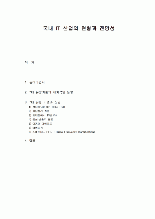 국내 IT 산업의 현황과 전망성