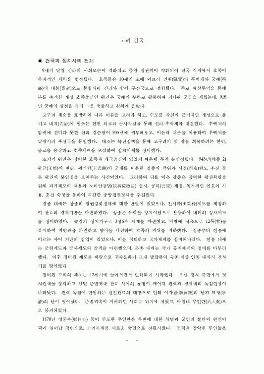고려 건국과 조선 건국