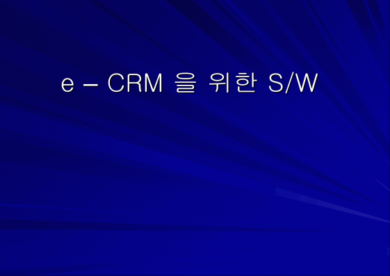 e-CRM을 위한 SW