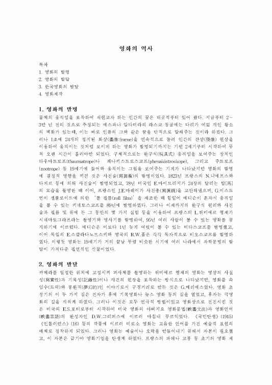 영화의 역사 레포트 자료