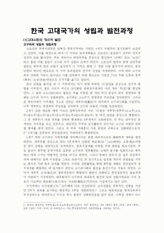 한국 고대국가의 성립과 발전과정