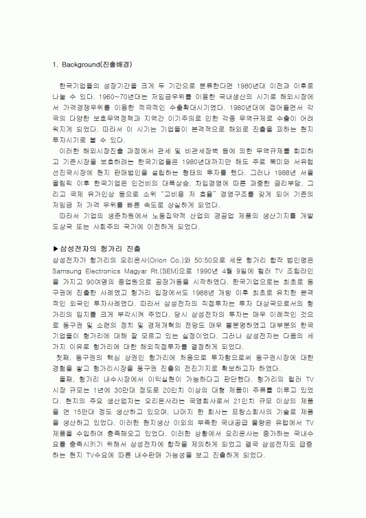 한국기업의 헝가리 진출 사례와 대기업 사례 조사