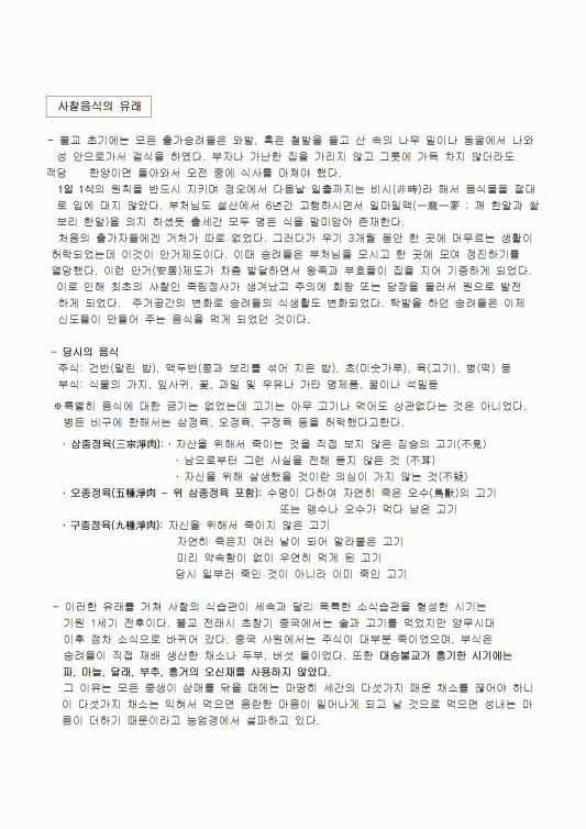 사찰음식에 대해서