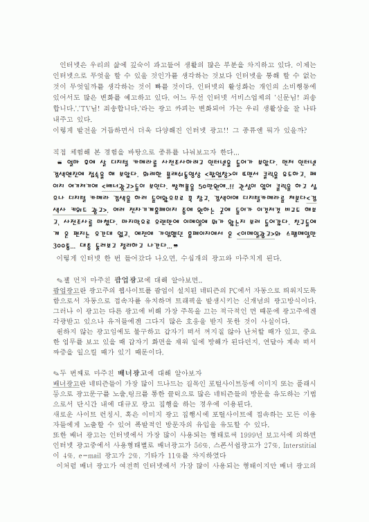 [사회과학] 인터넷 광고의 종류
