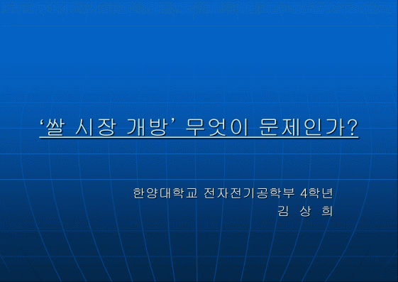 쌀시장 개방의 현황과 문제점