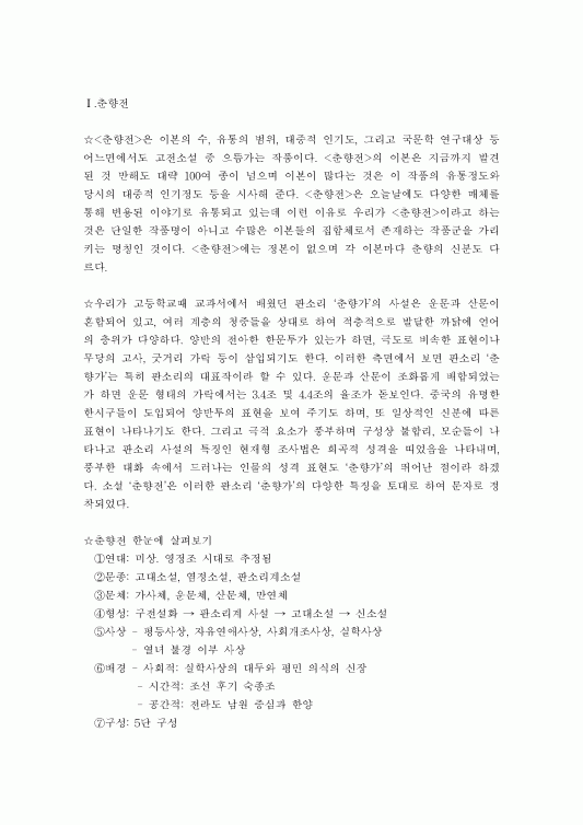 [구비문학 설화] 춘향전